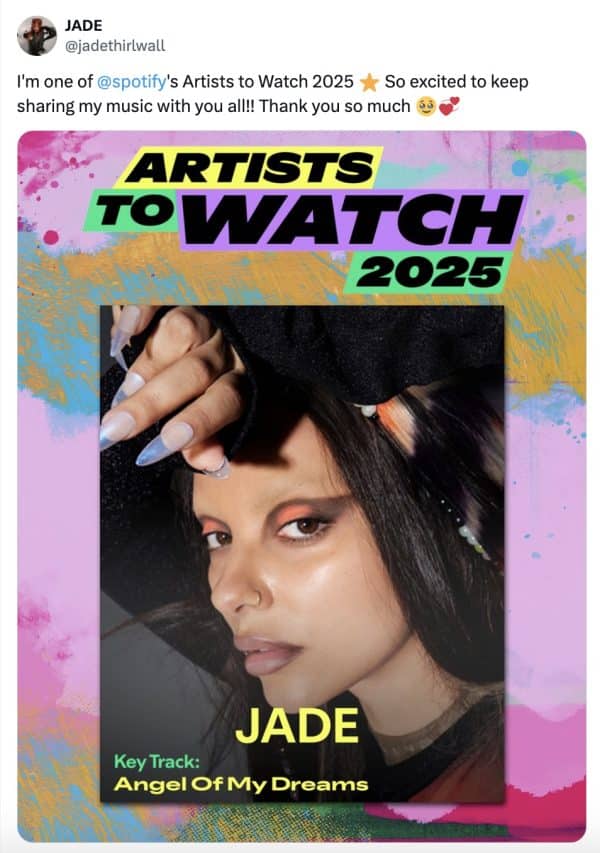Jade Named as a Spotify Artist to Watch, Full 2025 List Unveiled - That ...