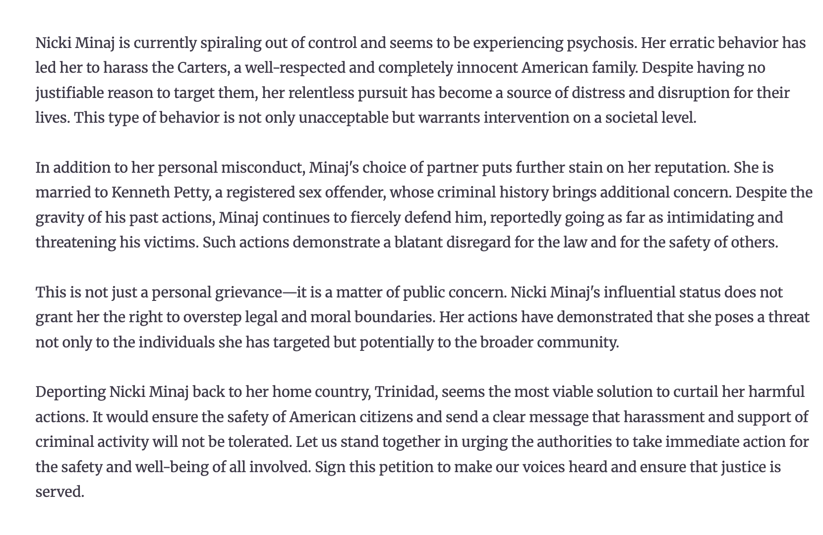 MAGA Minaj: Petition to DEPORT Nicki Minaj Back to Trinidad Soars Past ...